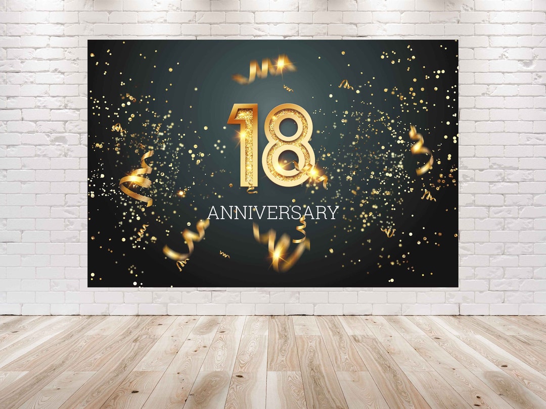 7X5 FT 18th Birthday Black and Gold Backdrop | Birthday Background for ...