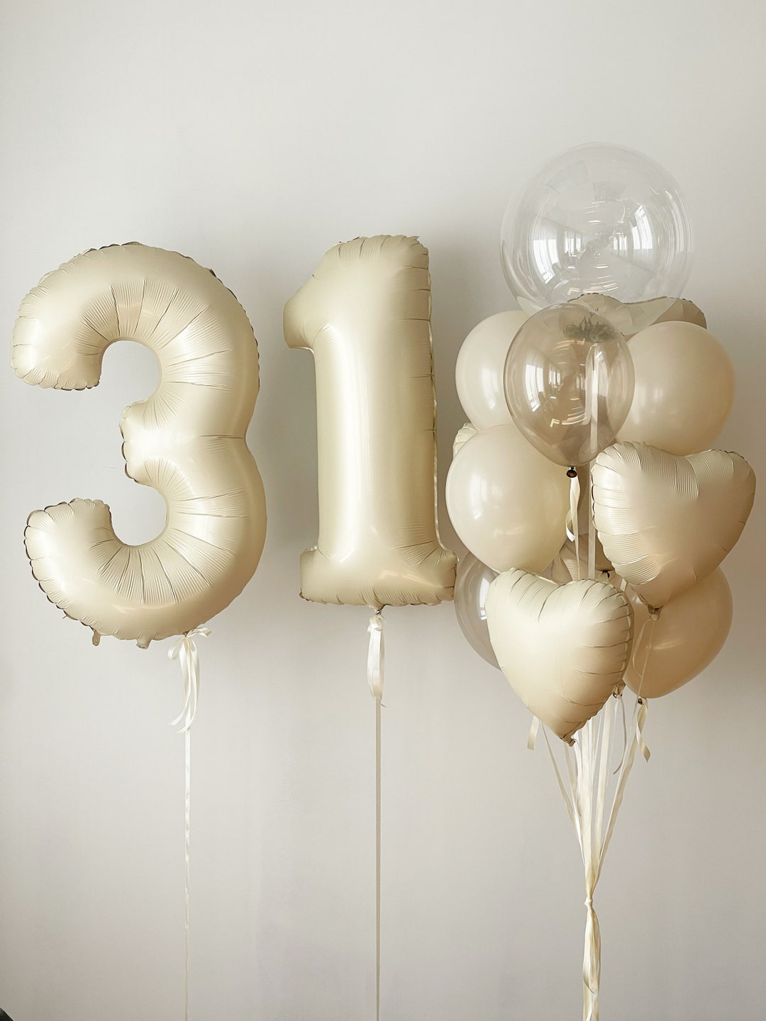 Chic Gold and Cream '31' Balloon Set - Perfect for Elegant Birthday ...