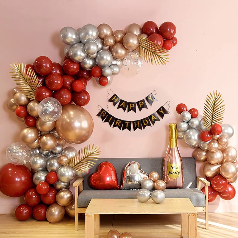 Red Silver and Gold Balloon Arch Kit Birthday Party - Etsy