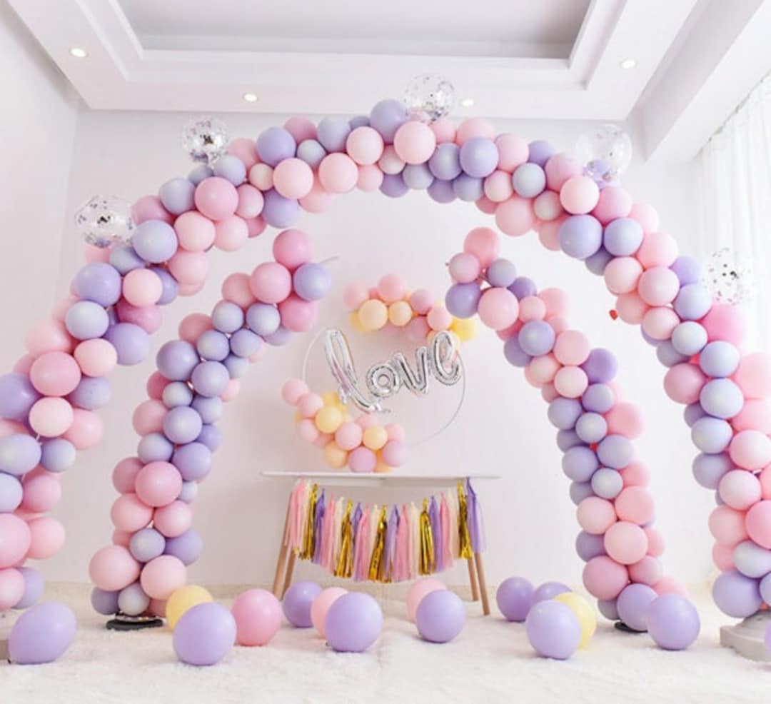Pastel Purple and Pink Colors Balloons Garland Birthday Party ...