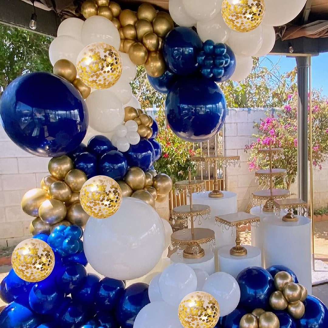 Navy Blue Balloon Garland Kit: Gold Confetti Party Decorations - Etsy