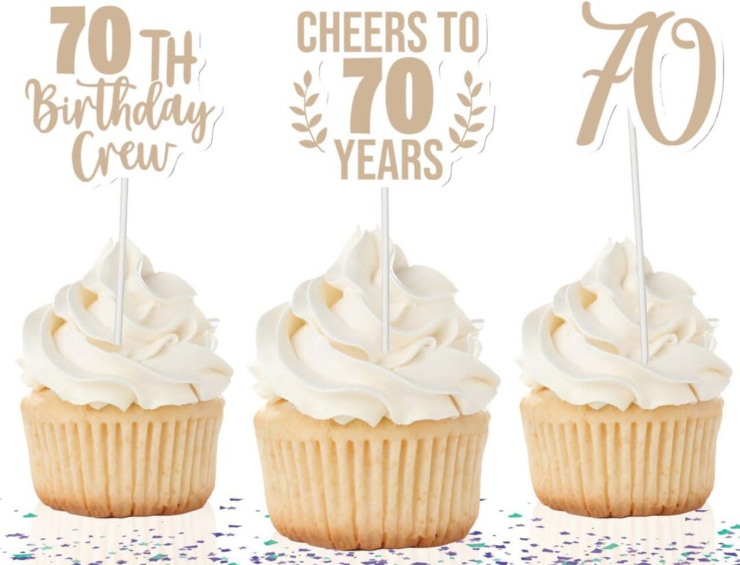 70th Birthday Cupcake Toppers Set of 10 Beige Party - Etsy UK