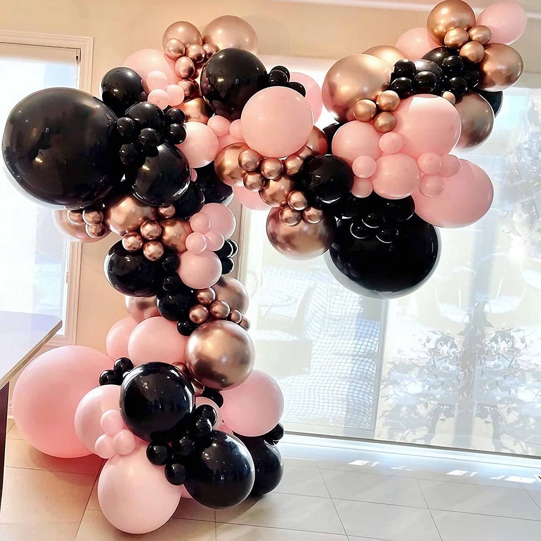 Pink and Black Balloon Garland Birthday Party Decorations | Wedding ...