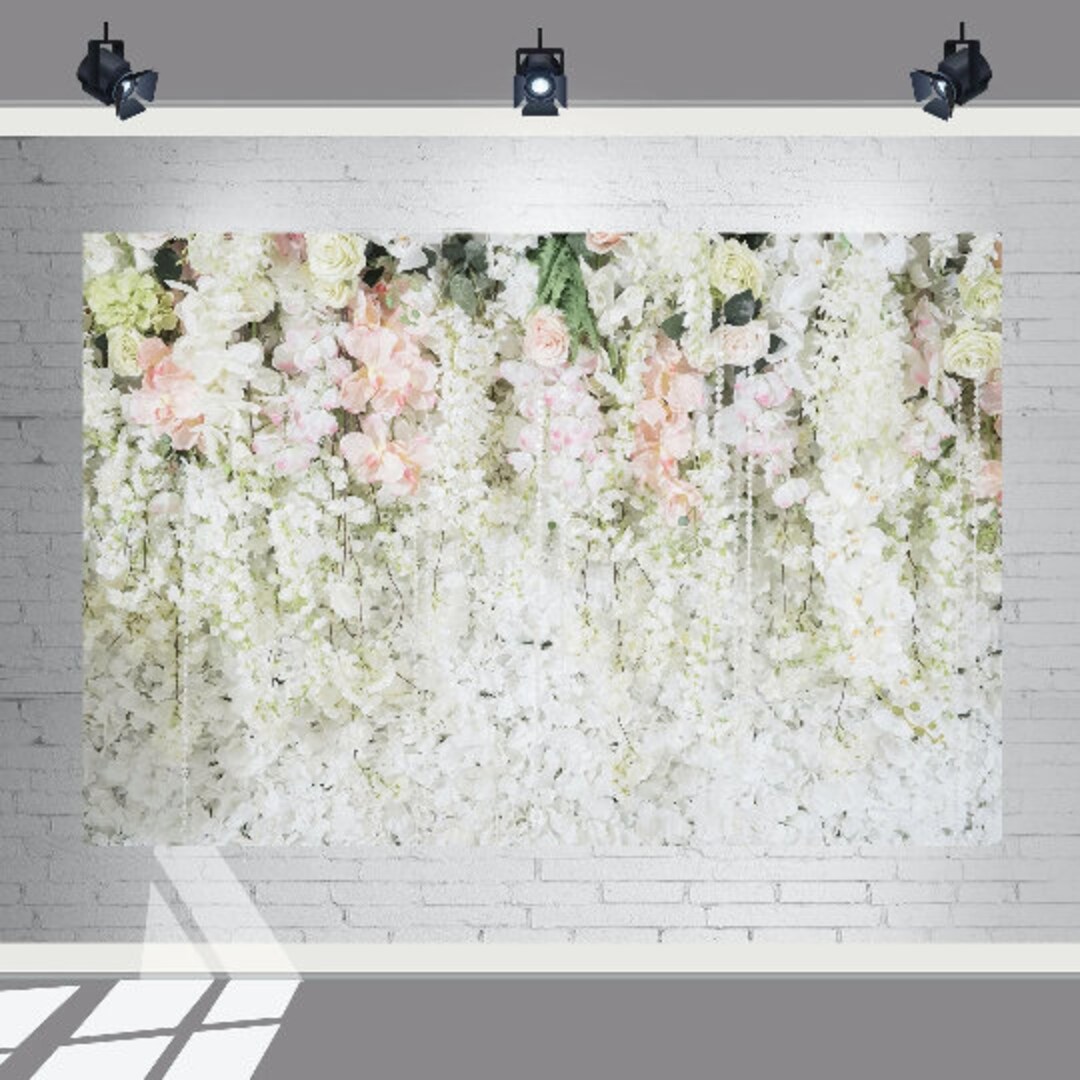 7x5ft White Flowers Wedding, Bridal Shower , Birthday Backdrop Flowers ...