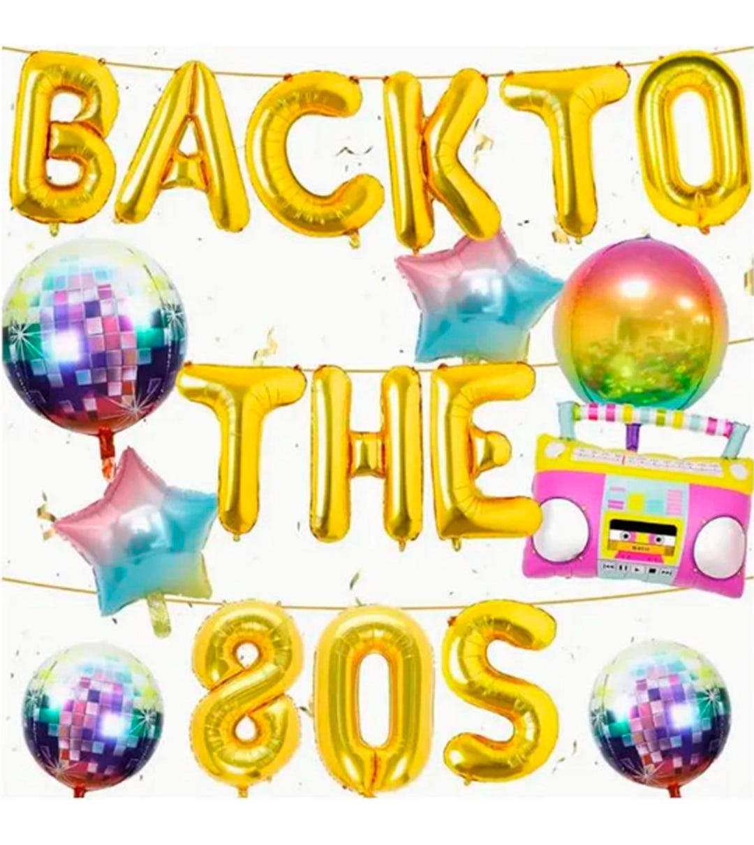 Retro 80s Party Balloon Set - 19 Pcs | Nostalgic Eighties Themed ...