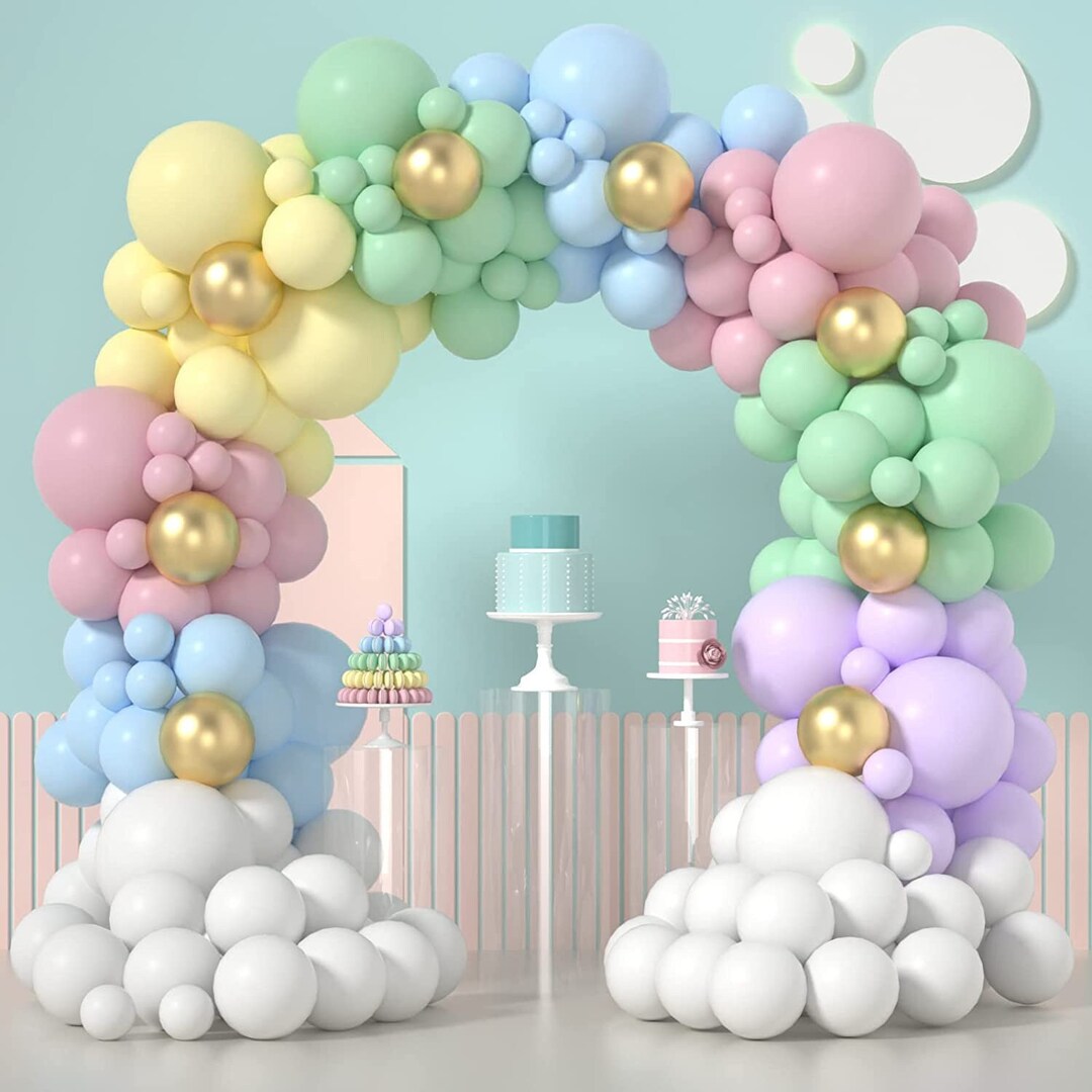 Pastel Rainbow Colors Balloons Garland Birthday Party Decorations ...