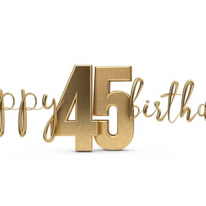 7X5FT 45 Years Gold Birthday Backdrop | 45th Birthday Background for ...