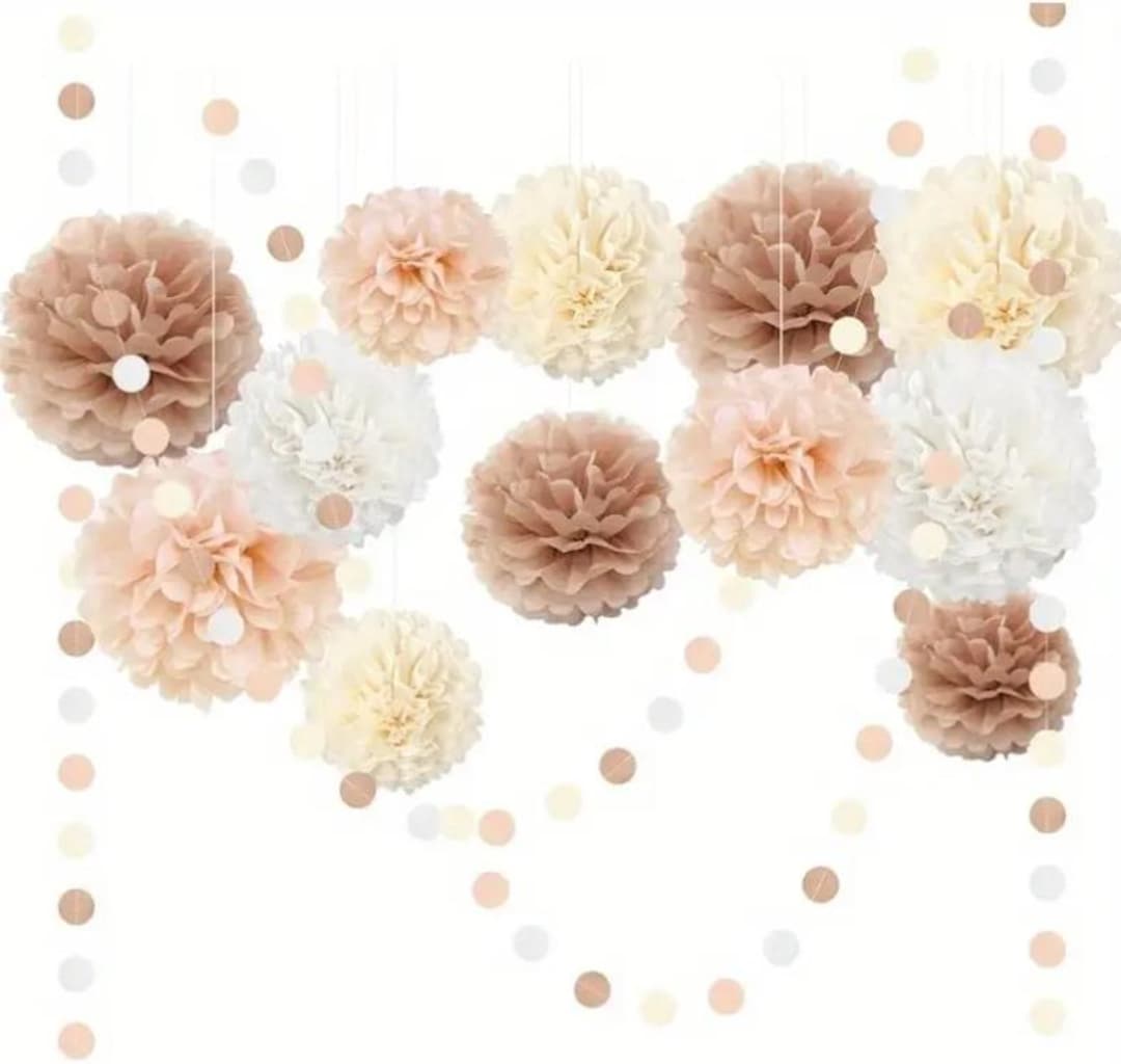 15pcs Ivory & Blush Tissue Paper Pom Poms Garland Set - Etsy
