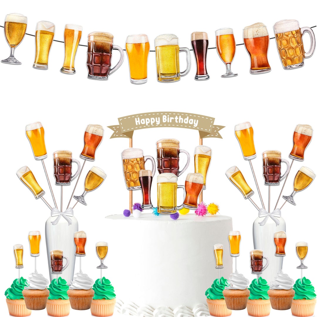 Beer Birthday Party Decorations Set | Beers Banner | Cake Topper ...