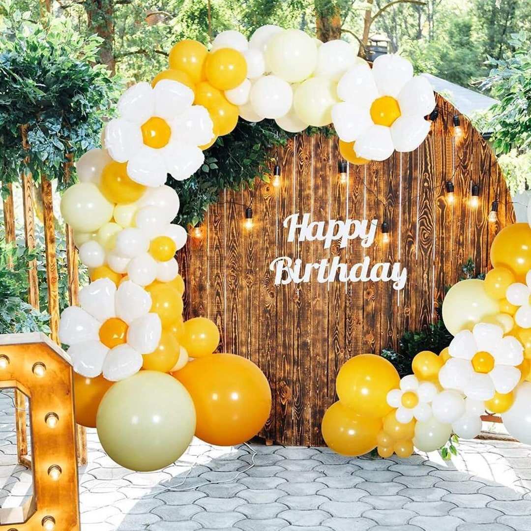 Daisy Pastel Yellow Balloons Garland Birthday Party Decorations | Baby ...