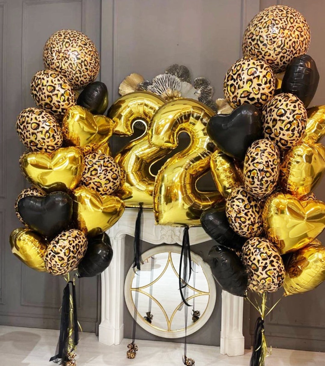 Glamorous Leopard Print and Gold Balloon Set - 22nd Birthday ...