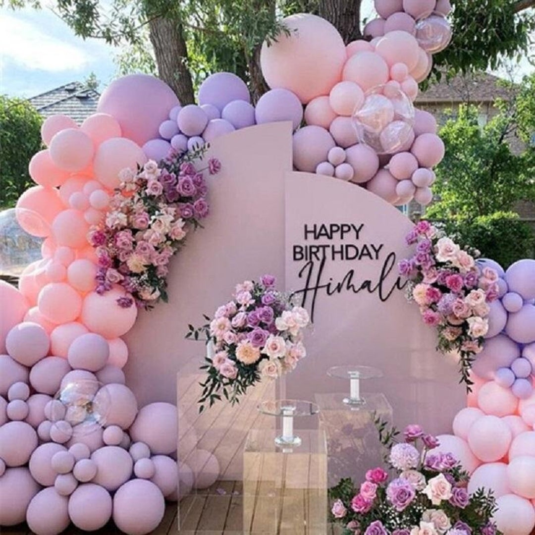 Pastel Purple and Pink Colors Balloons Garland Birthday Party ...