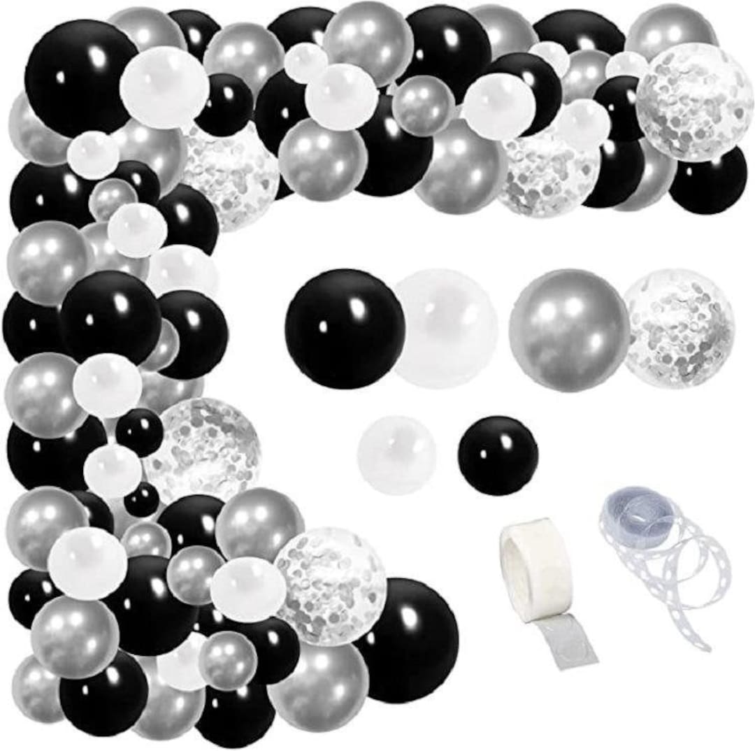 Black White Silver Balloon Arch Kit Birthday Party Decorations ...