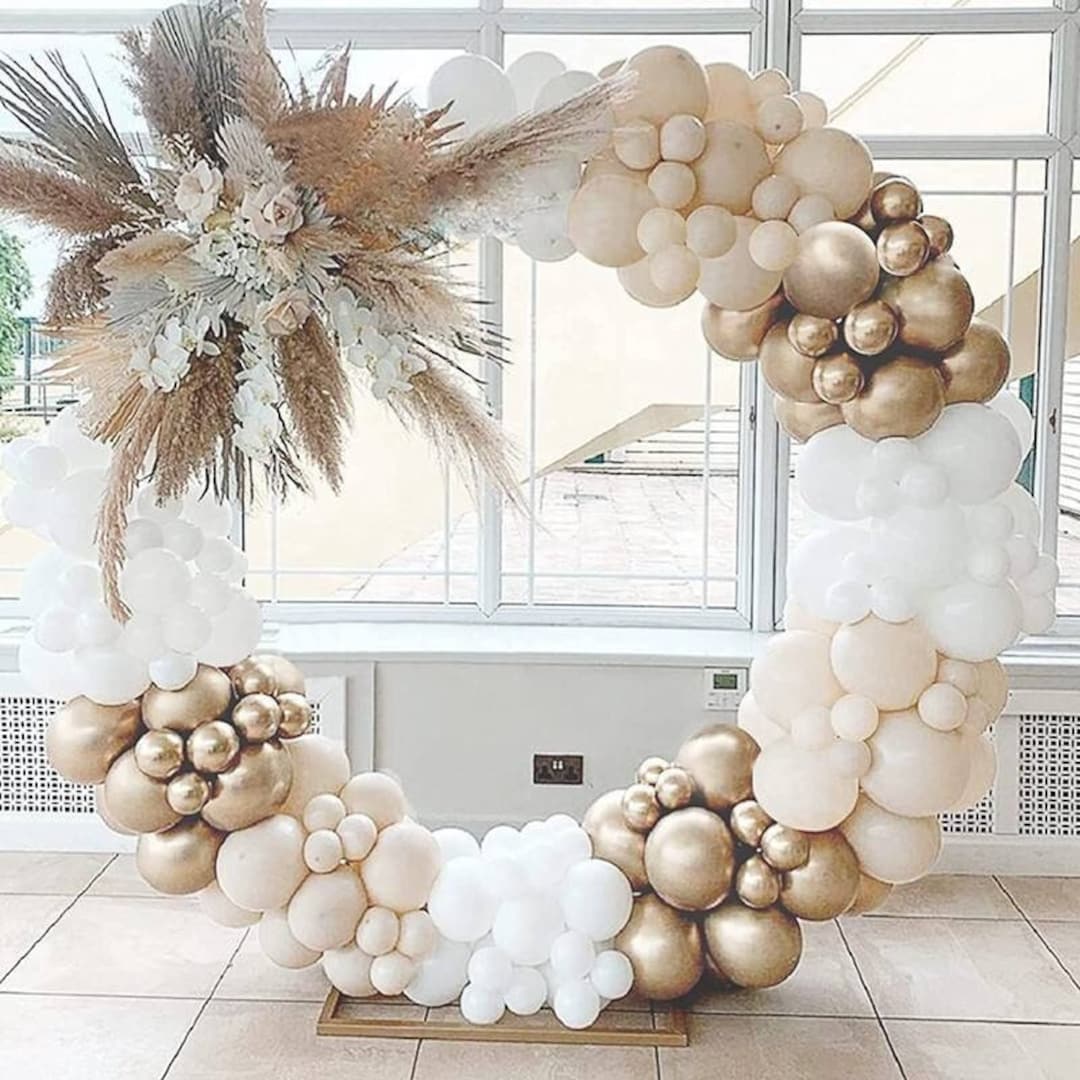 White Beige and Gold Balloon Arch Kit Birthday Party Decorations ...