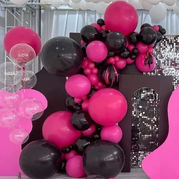 Pink and Black Party Decor - Etsy