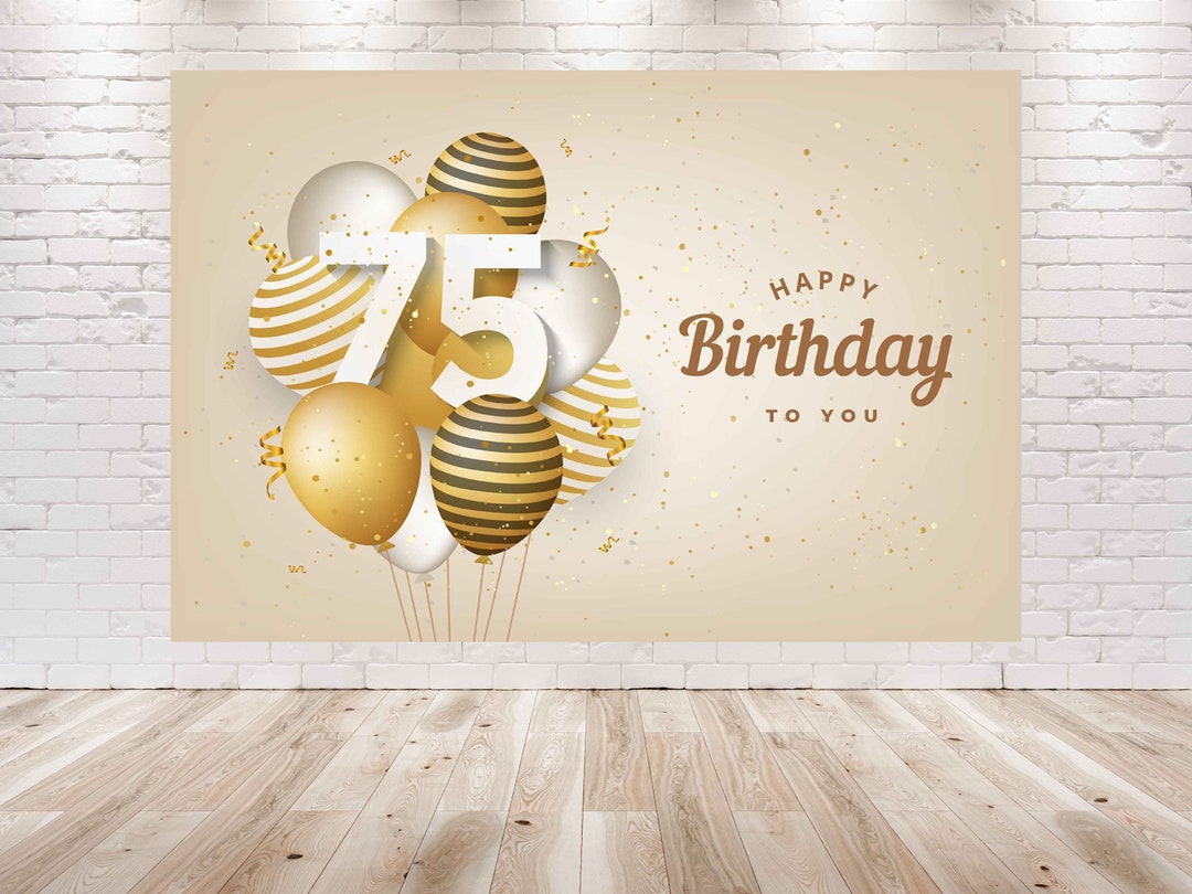 75th Birthday Backdrop: Gold Balloons, 7x5 FT Photo Poster - Etsy