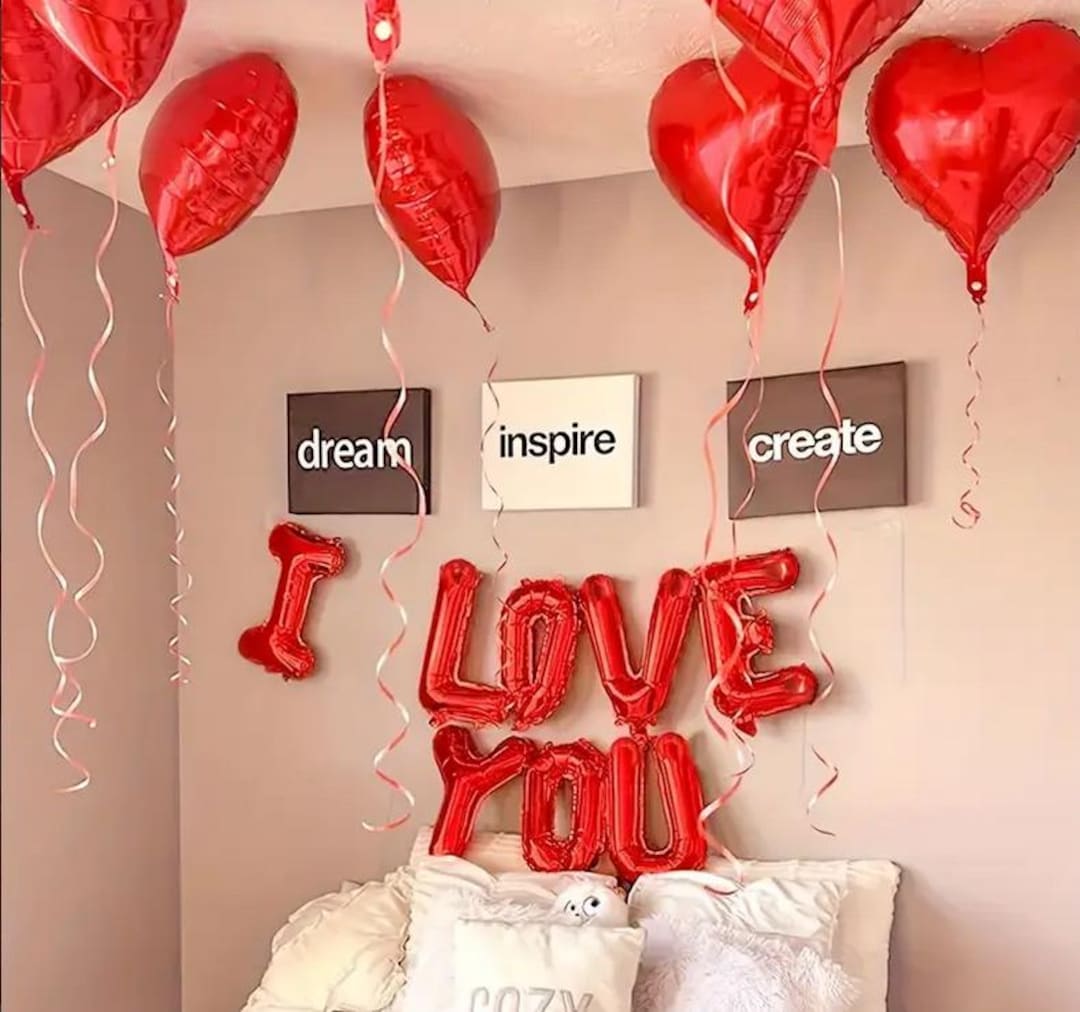 Romantic Red Heart & 'I LOVE YOU' Foil Balloon Set – Perfect for ...