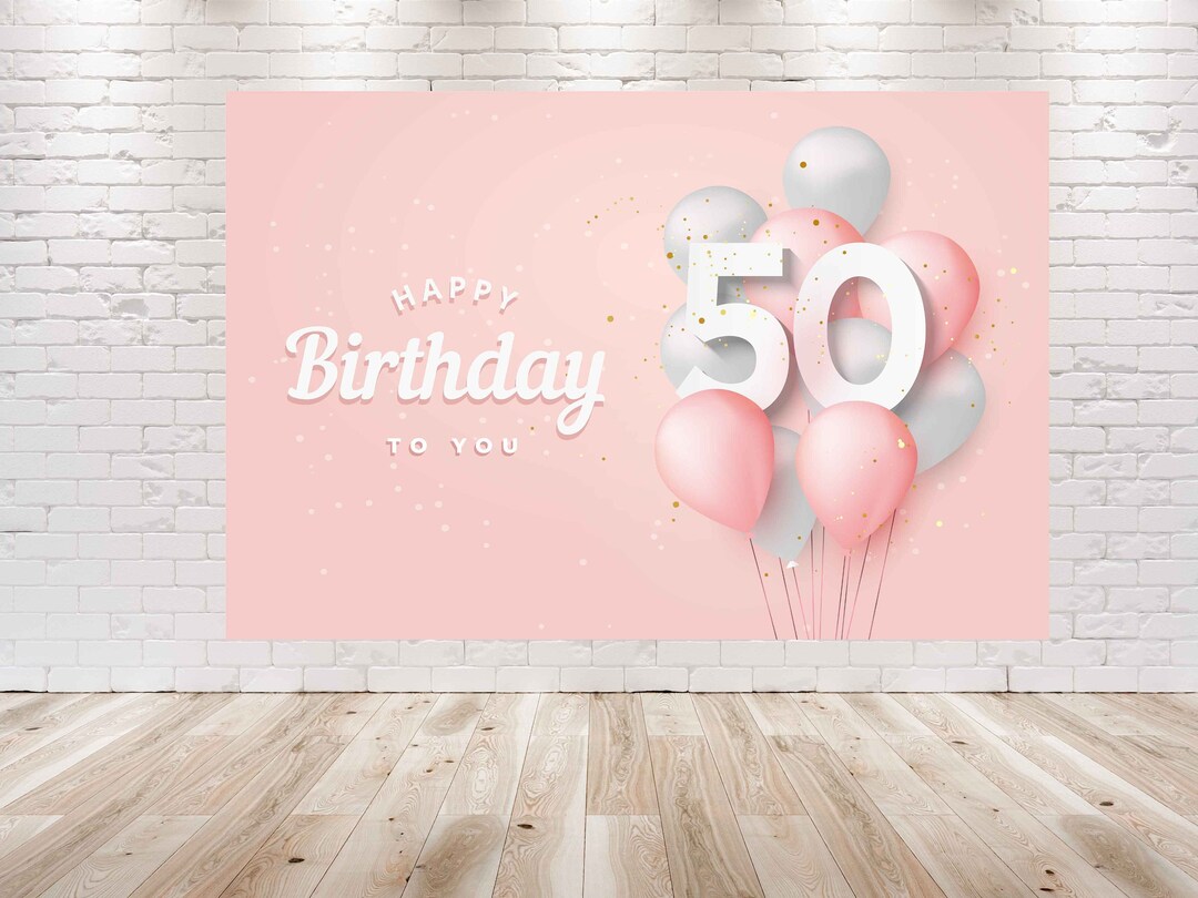 Pink 50th Birthday Backdrop: 7x5 FT Party Photo Poster - Etsy