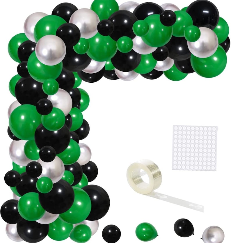 Green and Black Balloon Garland Birthday Party Decorations - Etsy