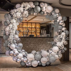 Marble Black White and Grey Balloon Garland Birthday Party Decorations ...