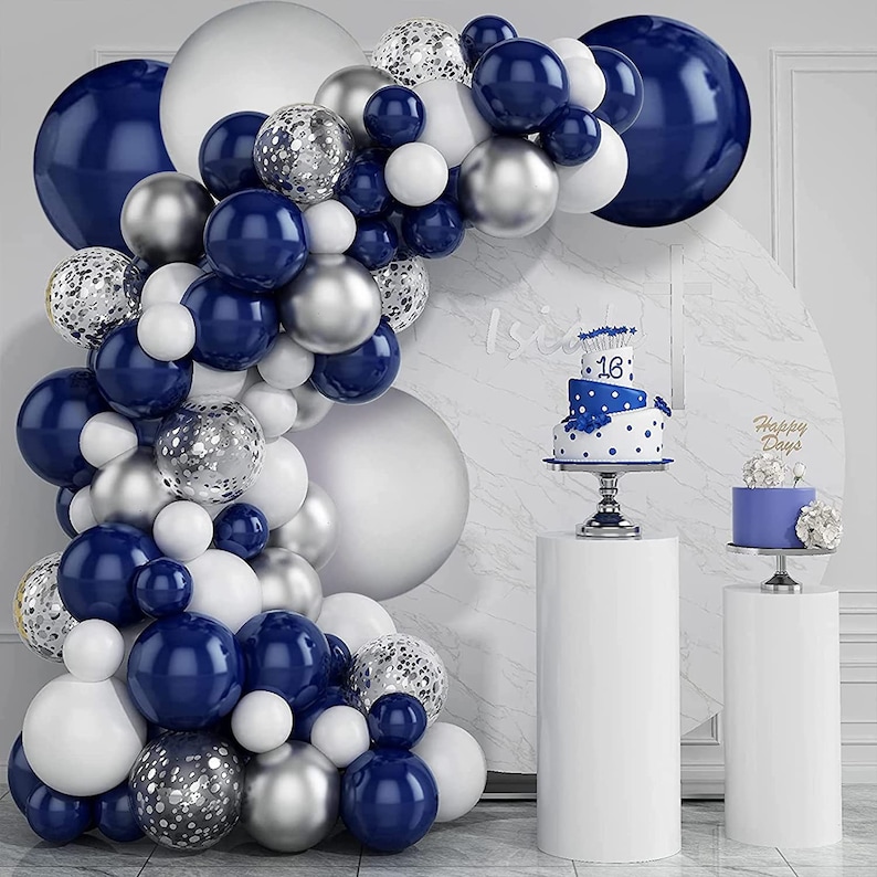 Royal Blue & Silver Balloon Garland Kit: DIY Party Decorations - Etsy
