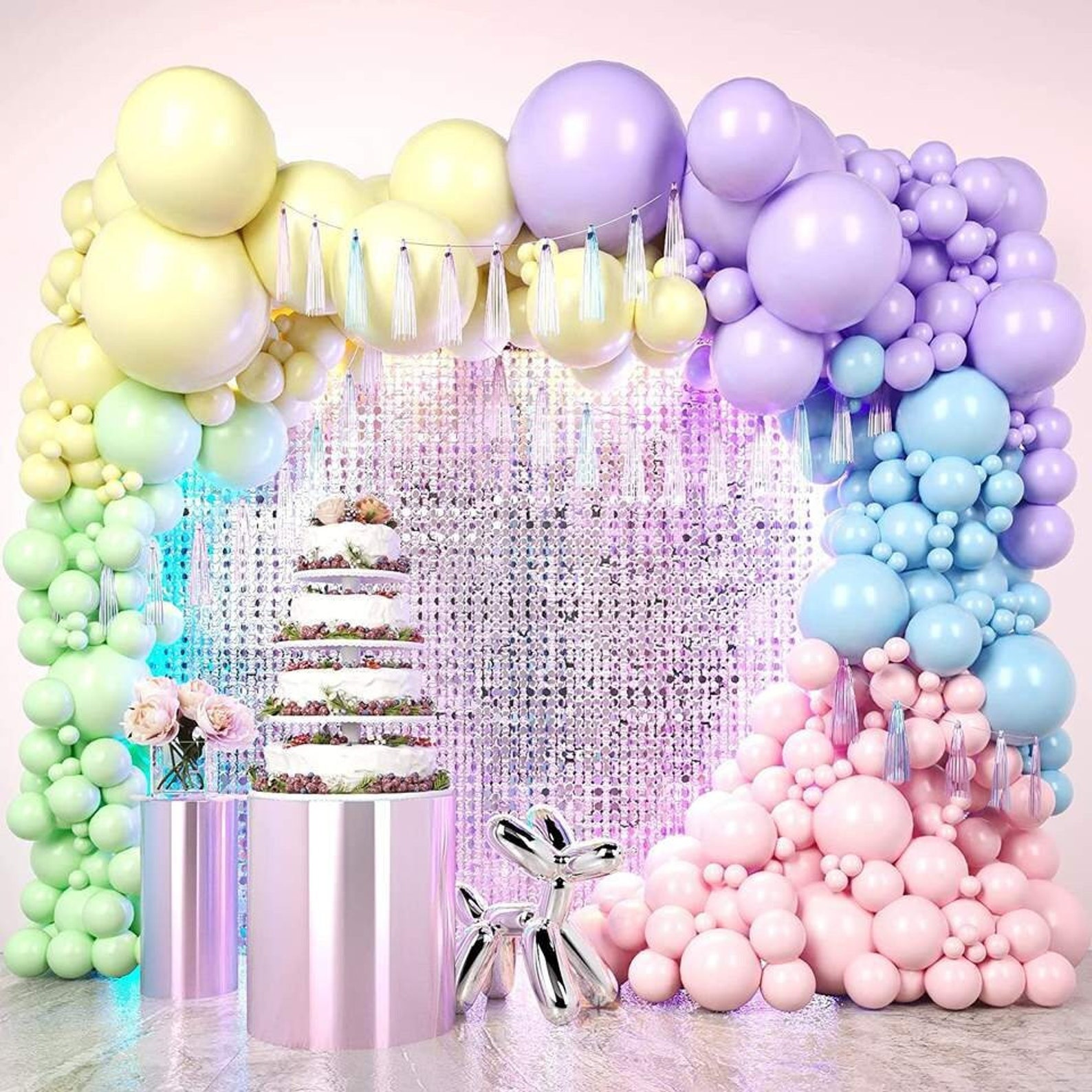 Pastel Rainbow Colors Balloons Garland Birthday Party - Etsy