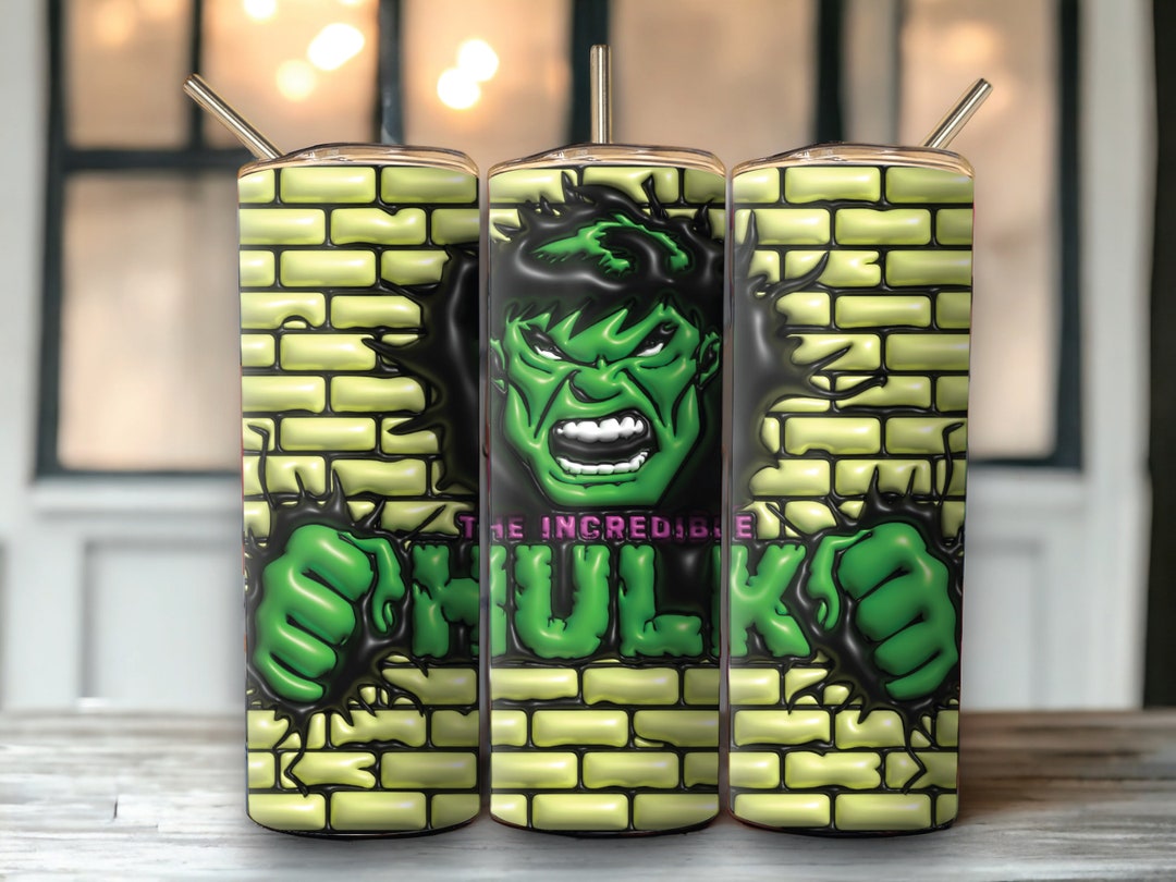3D Inflated Cartoon Tumbler Wrap. 3D Puffy Hulk. 20oz Skinny Straight ...