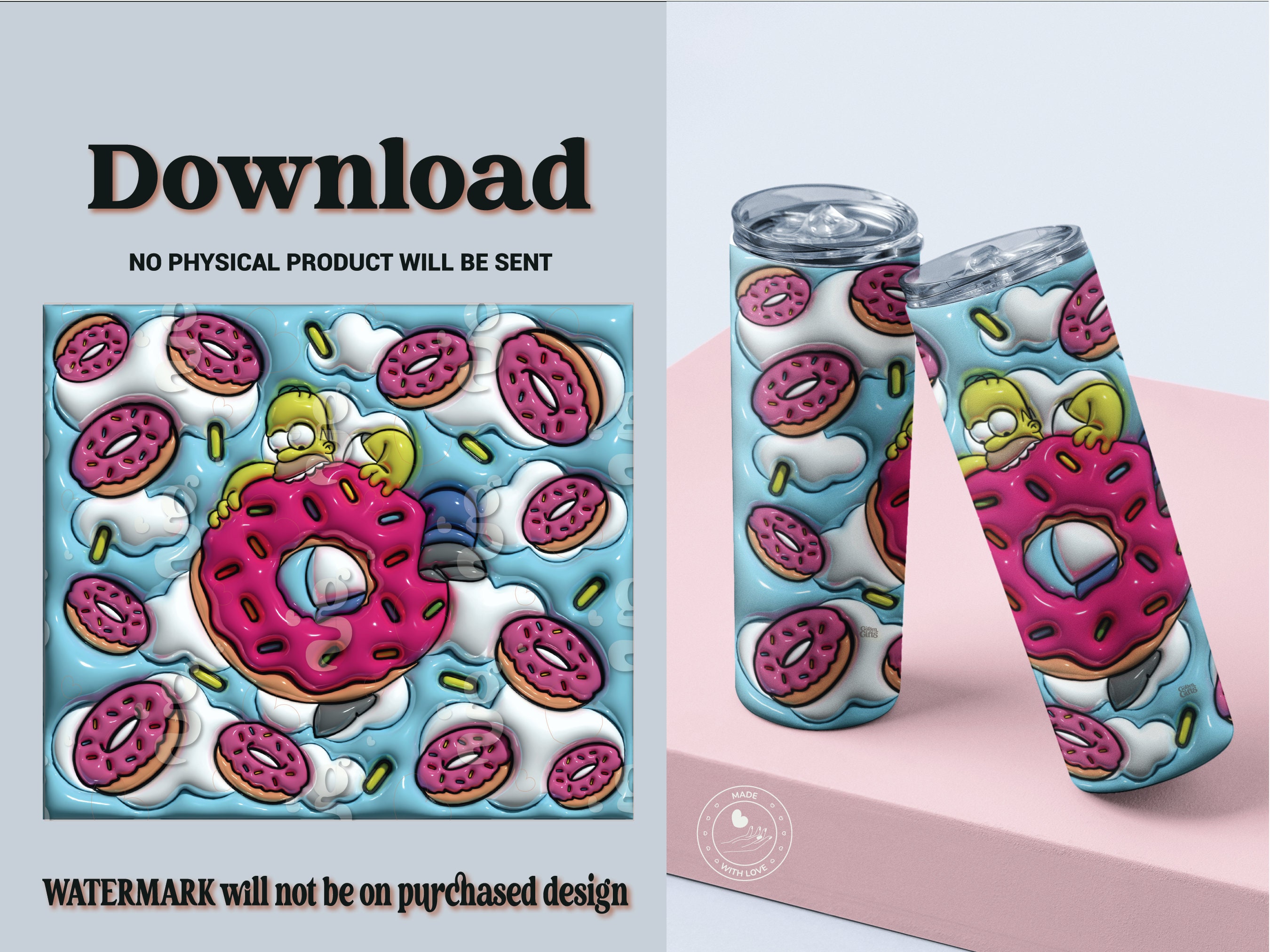 3D Inflated Homer Simpson Tumbler Wrap. Simpson Puff Tumbler Wrap. the ...