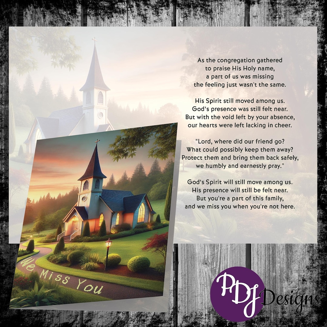 We Miss You Greeting Card: Serene Church Christian Poem - Etsy