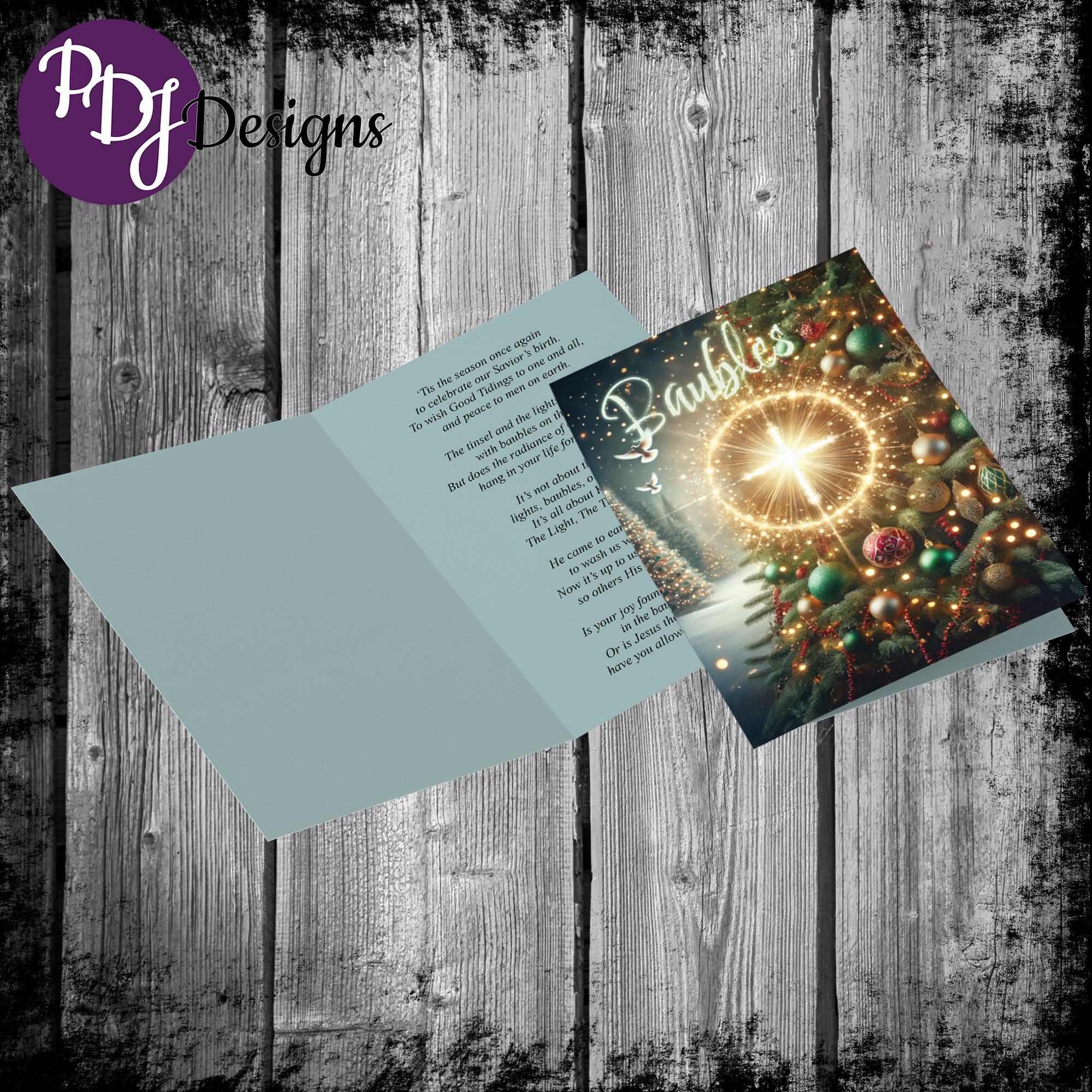 Christian Christmas Cards With Poem and Cross Tree Design – Religious ...