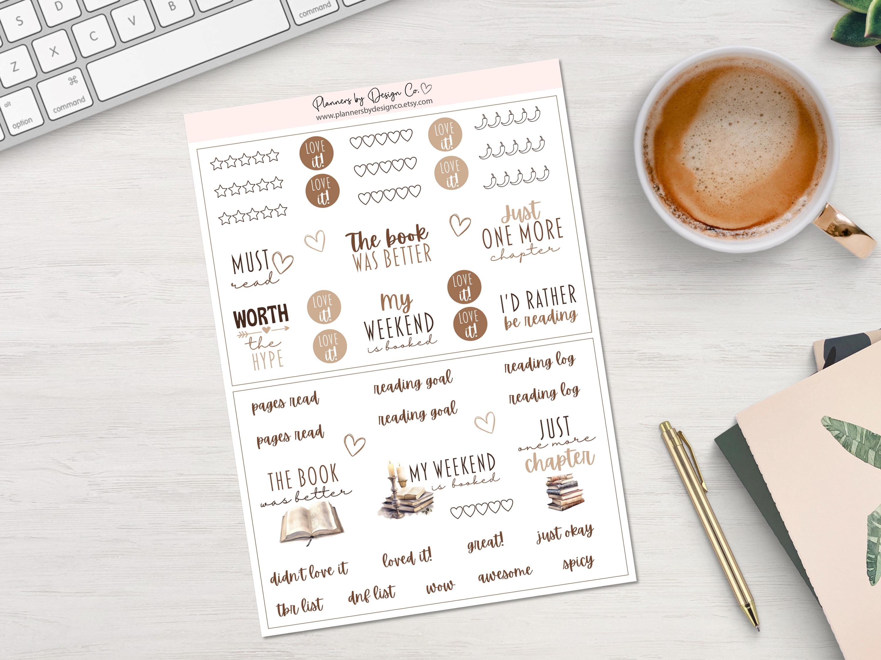 Printable Reading Journal Stickers, Reading Tracker Stickers, Printable ...