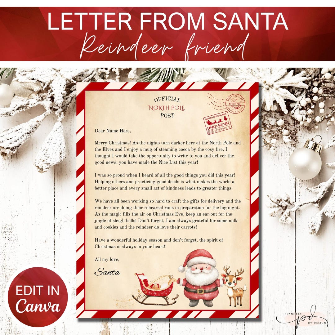 Letter From Santa, You Made the Nice List Letter, Christmas Eve Box ...
