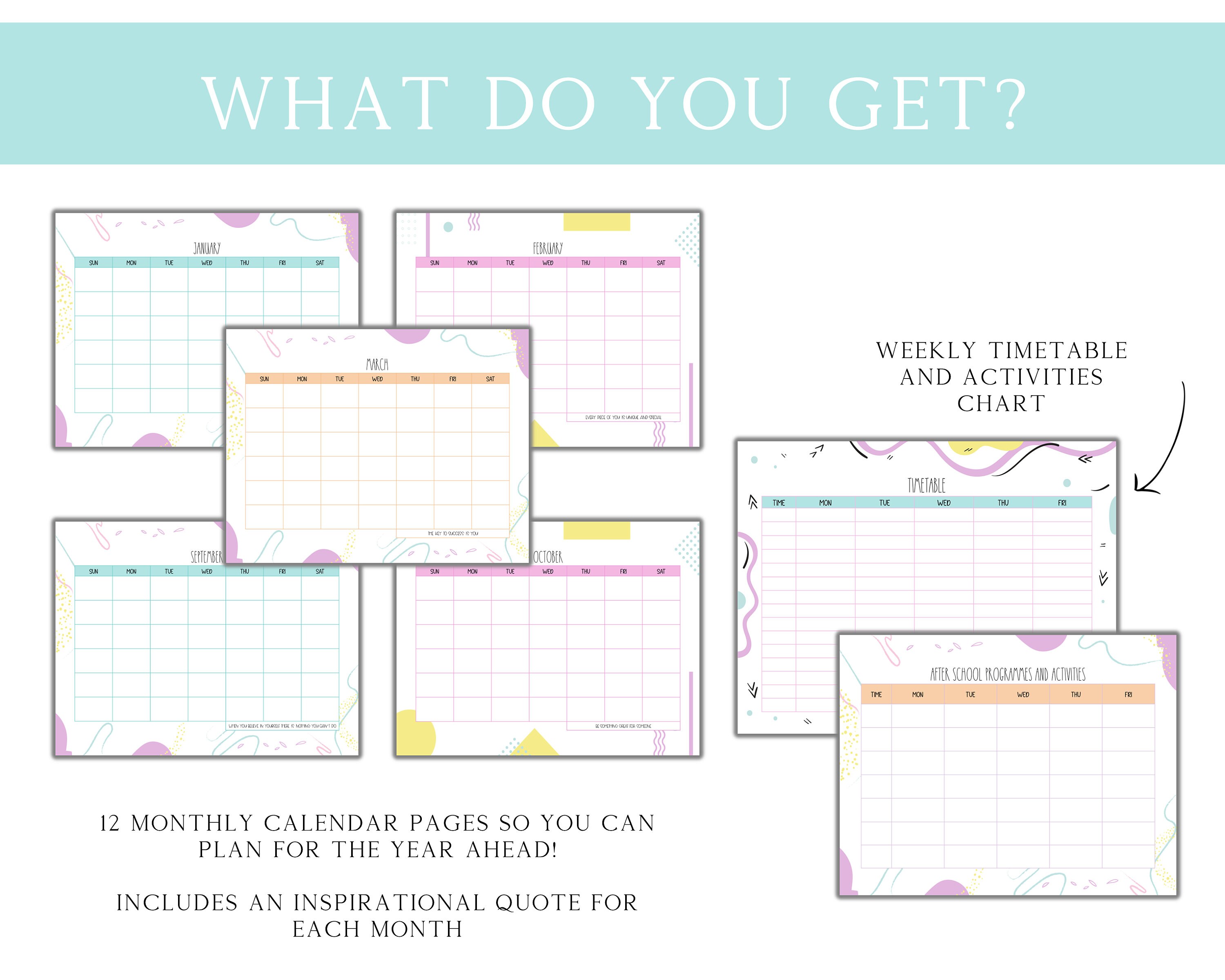 Printable Student Planner, School Calendar, Teenage Academic ...