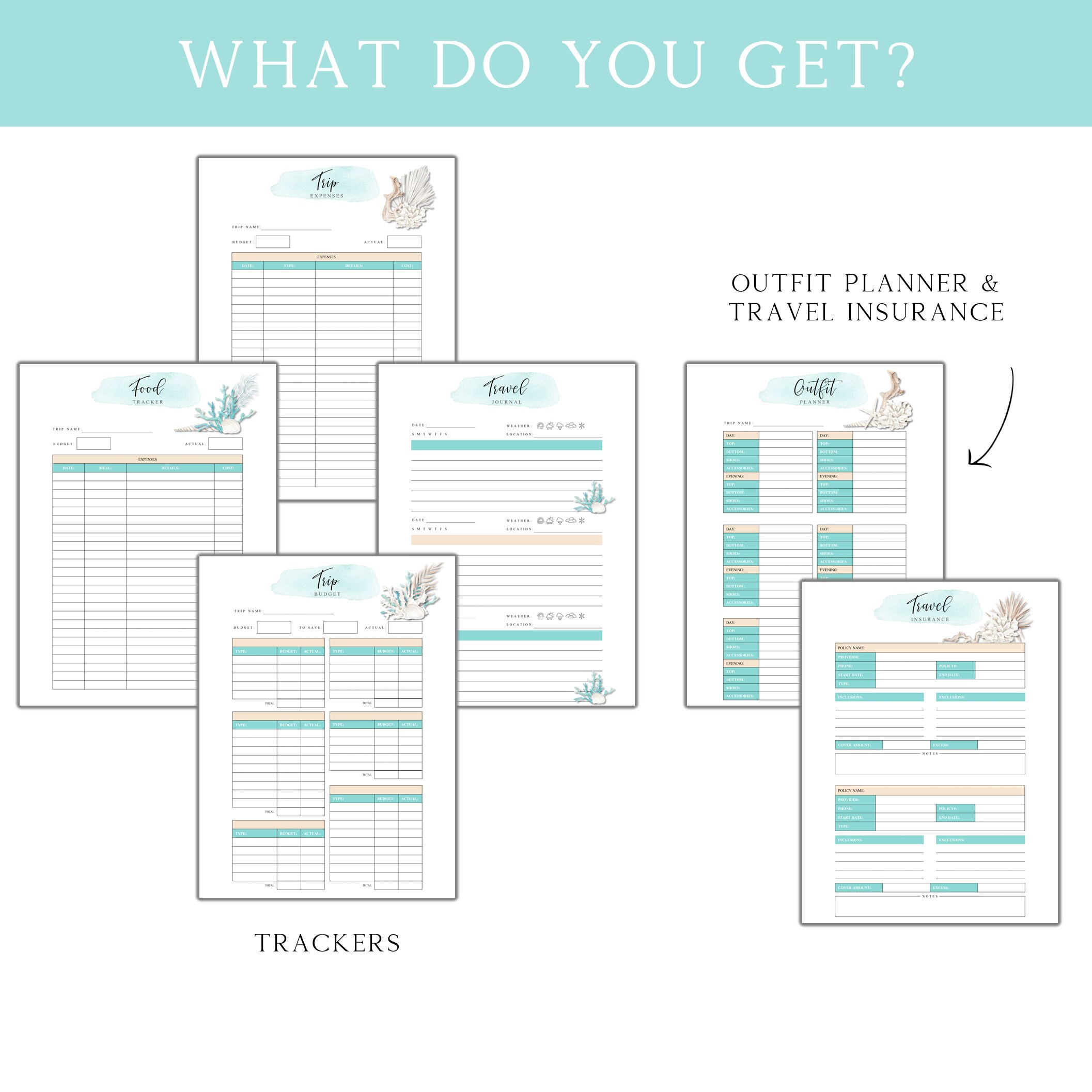 Printable Boho Beach Travel Planner, Vacation Planner Printable, Travel ...