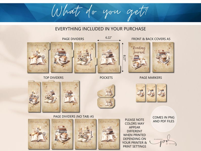 Printable Reading Journal Dashboard, Printable Book Lover Gift, A5 ...
