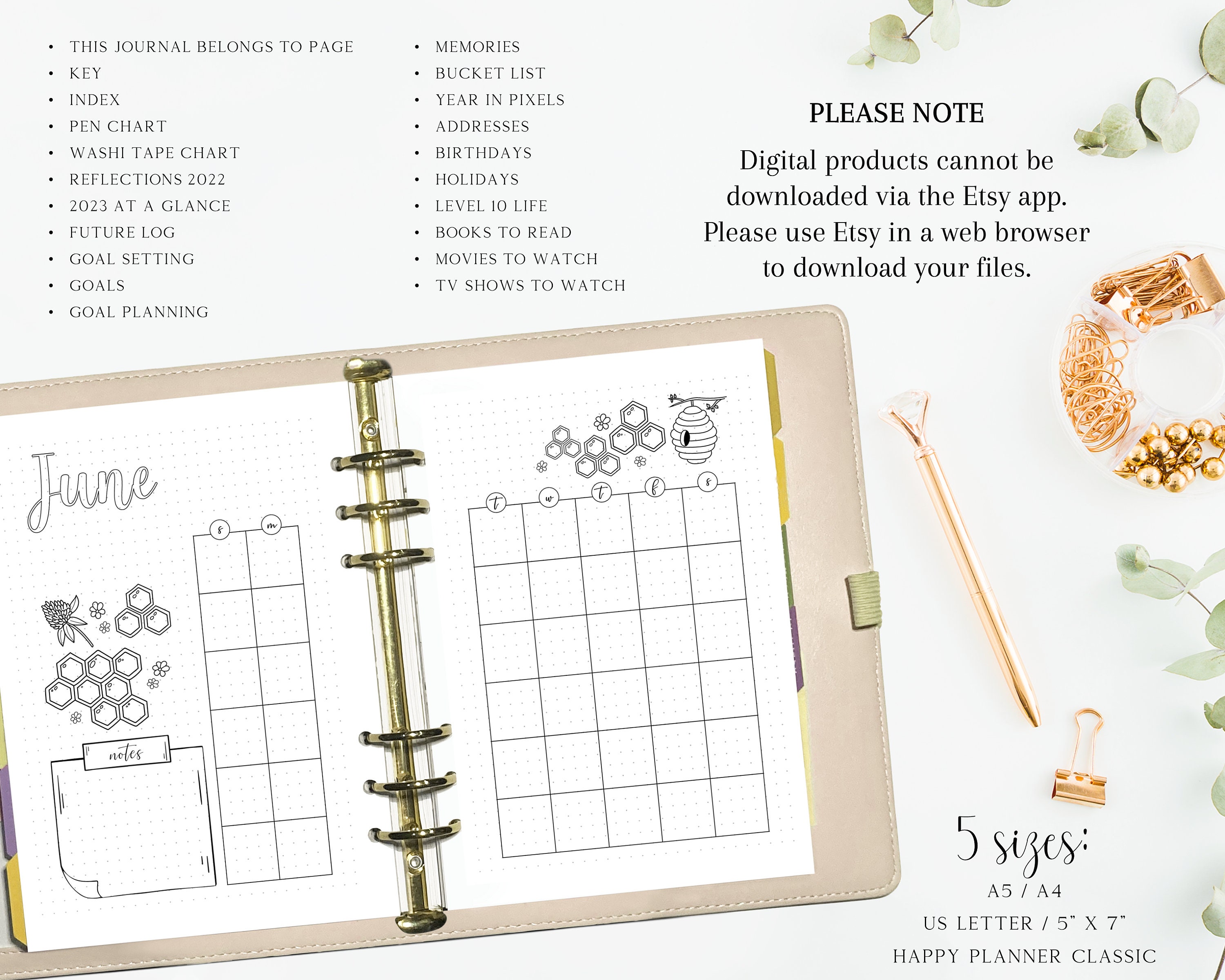 Undated Printable Bullet Journal Bundle Bullet Journal - Etsy UK