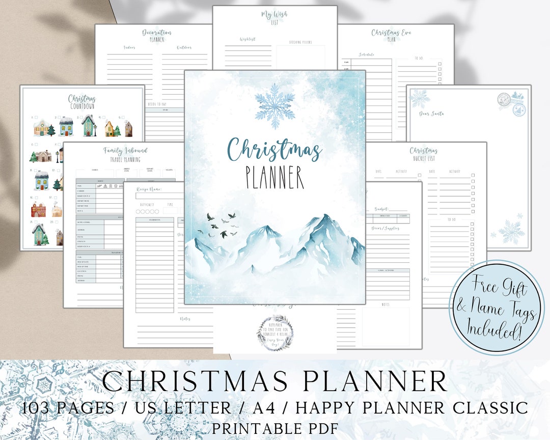 Printable Christmas Planner, Festive Winter Wonderland Holiday Season ...