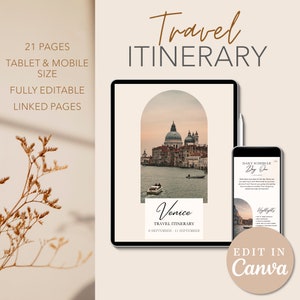 Editable Travel Itinerary Template, Vacation Planner Travel Guide ...