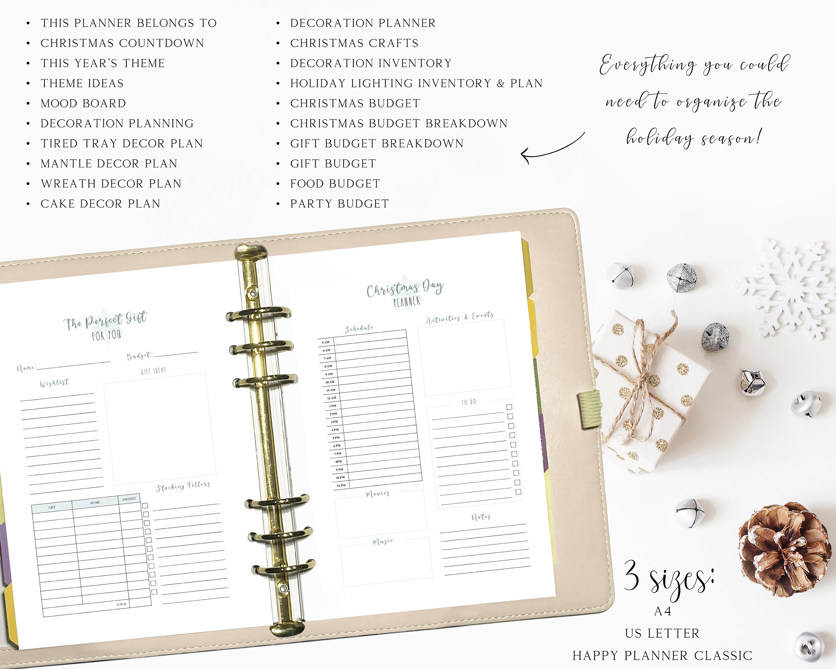 Printable Christmas Planner Festive Winter Wonderland Holiday - Etsy