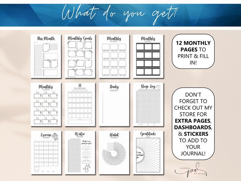 2026 Printable Bullet Journal, Monthly Yearly Planner Pages & Trackers ...