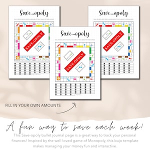 Printable Saveopoly Savings Challenge, Bullet Journal Budgeting Game ...