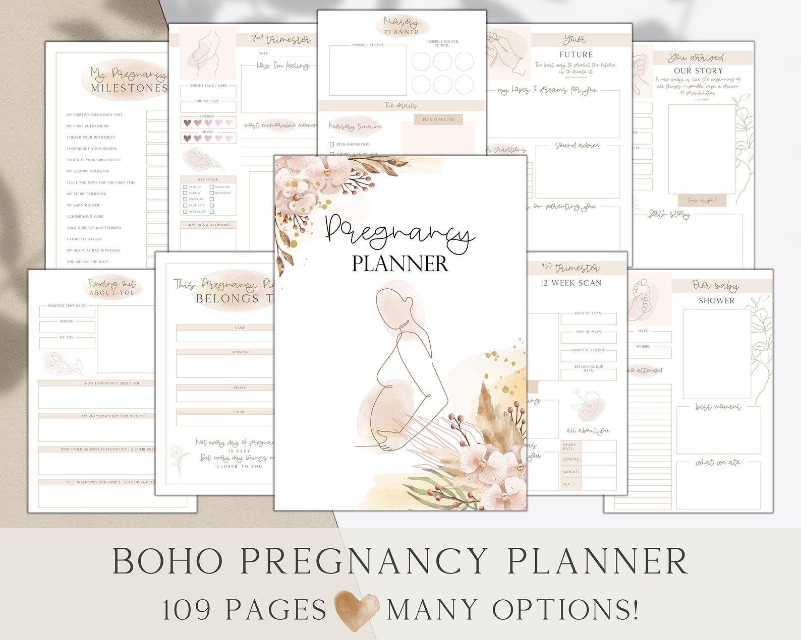 Pregnancy Planner Printable Pregnancy Journal, Bump to Baby Tracker ...