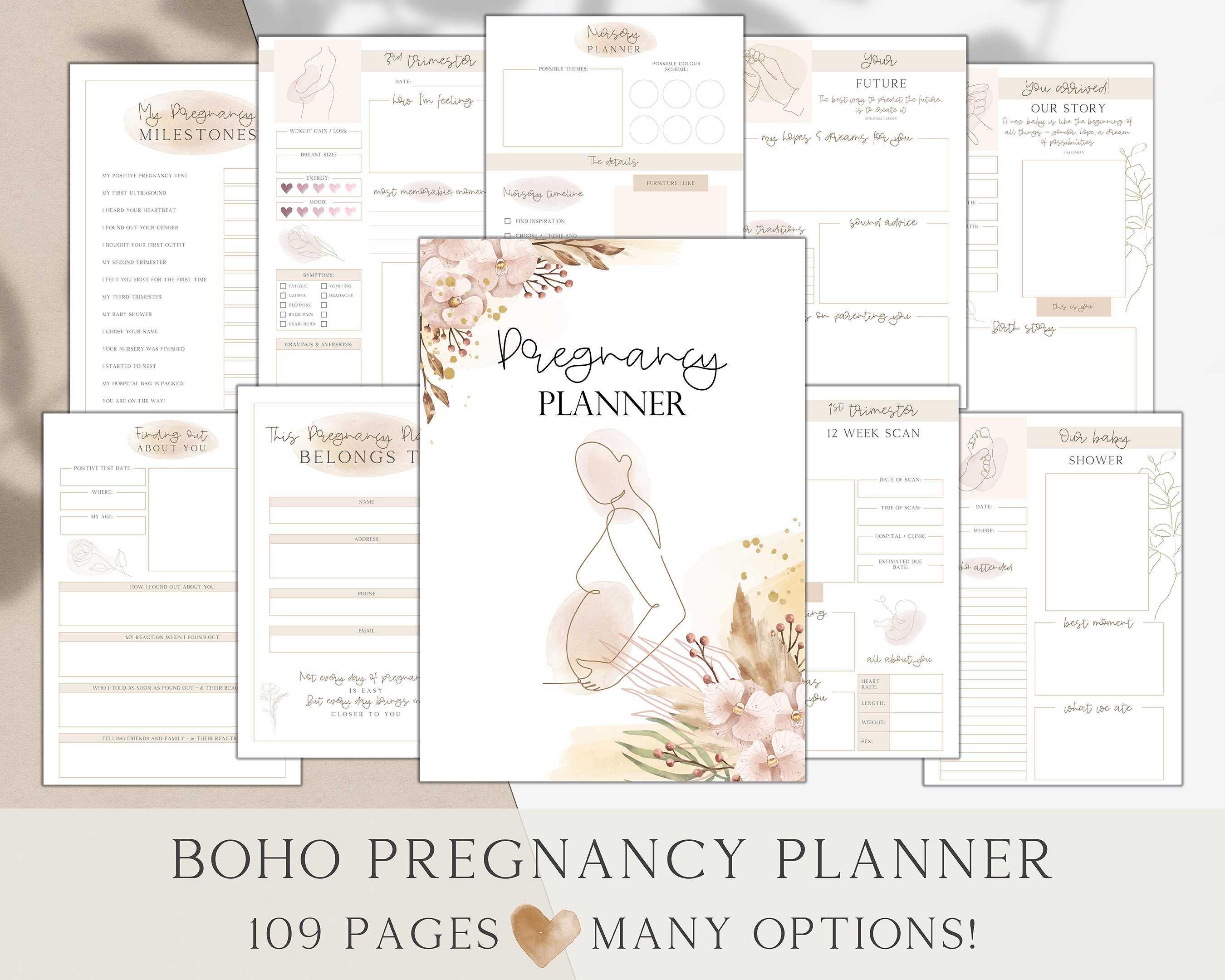 Pregnancy Planner Printable Pregnancy Journal, Bump to Baby Tracker ...