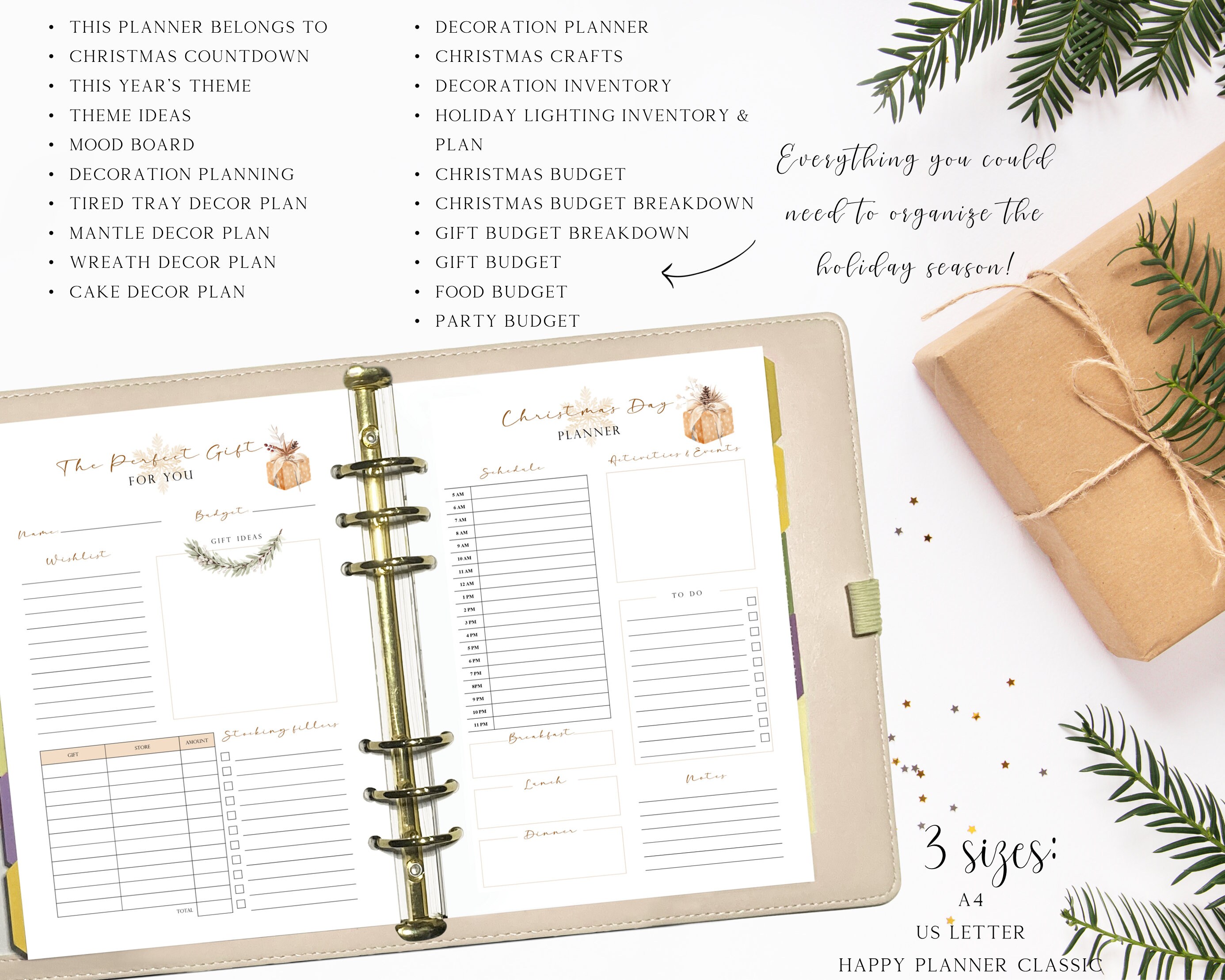 Christmas Planner Printable, Boho Holiday Season Organizer Binder, Xmas ...