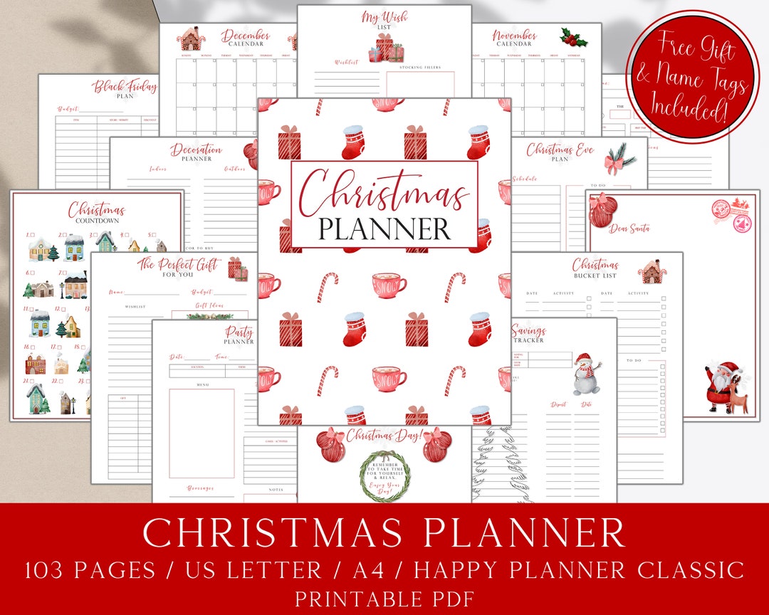 Christmas Planner Printable, Festive Red Holiday Season Organizer ...