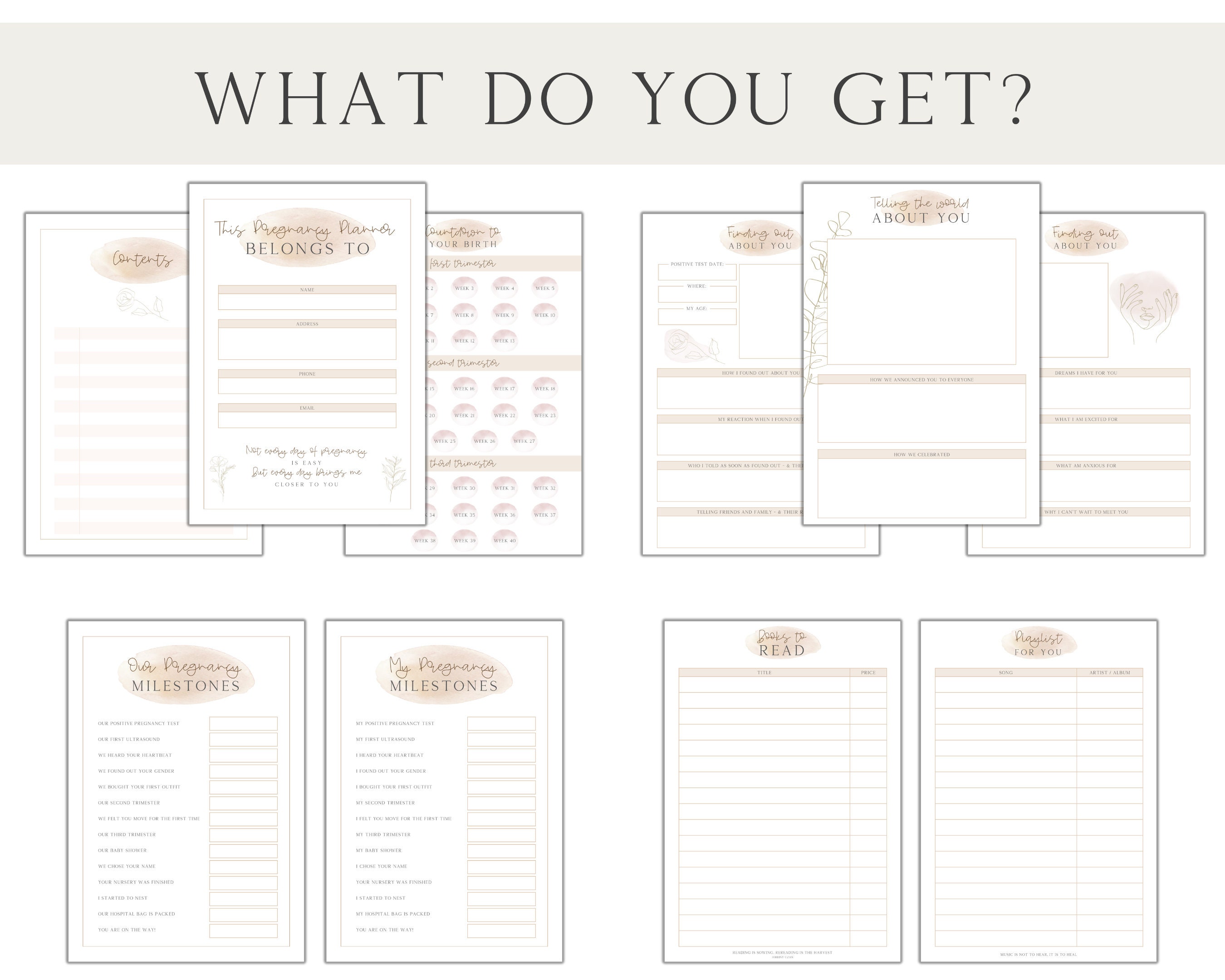 Pregnancy Planner Printable Pregnancy Journal, Bump to Baby Tracker ...