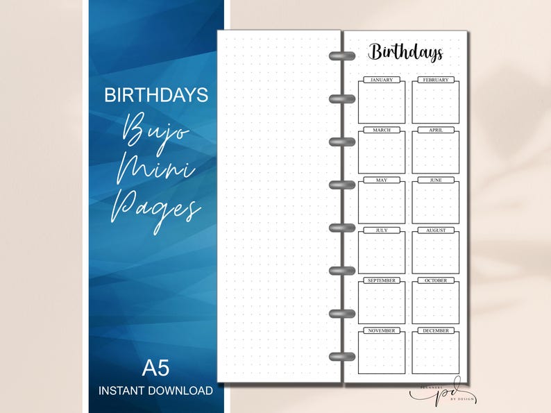 MINI Bujo Printable Birthdays Tracker, Pocket Calendar A5 Happy Planner ...