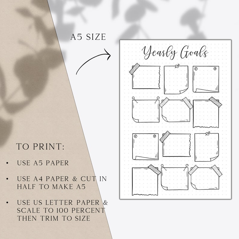 Yearly Trackers Bundle, Bullet Journal A5 Yearly Inserts, Printable ...
