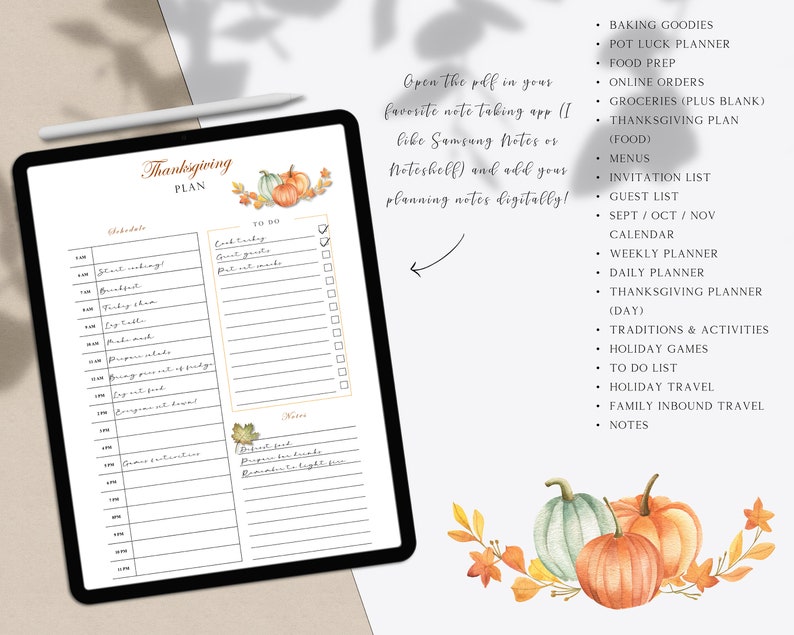 Printable Thanksgiving Planner and Calendar Budget Binder, Thanksgiving ...