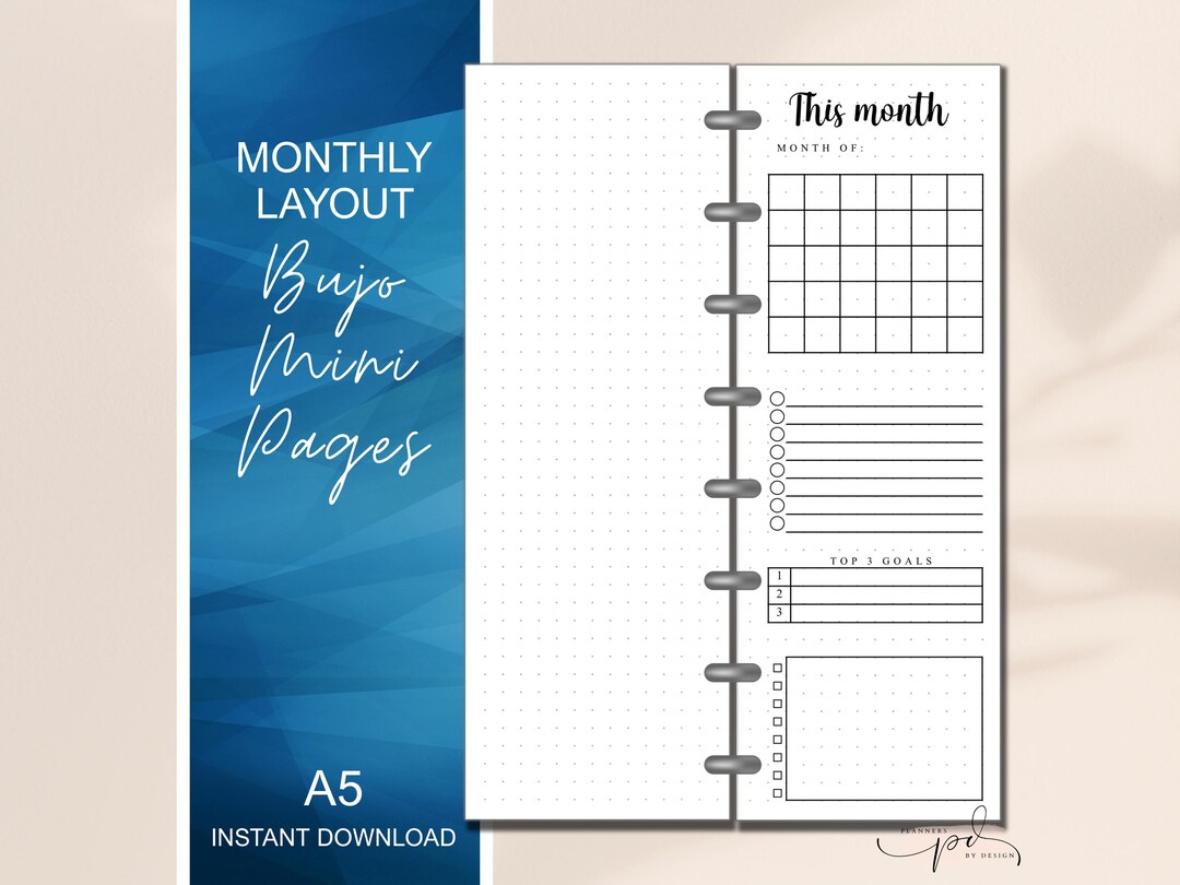 MINI Monthly Planner, Printable A5 Personal Planner, Month to Do ...